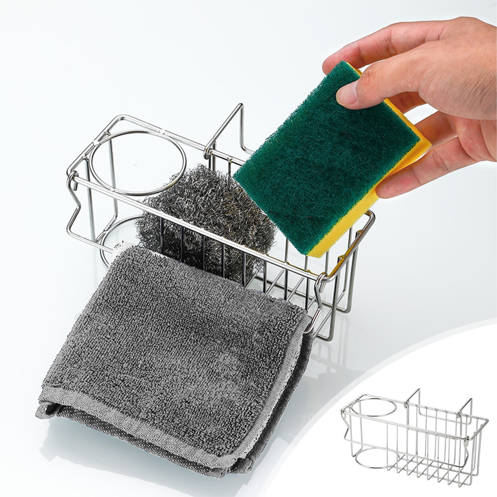 Snmubt Stainless Steel Movable Hooks Sink Basket Crosses Border Storage ...