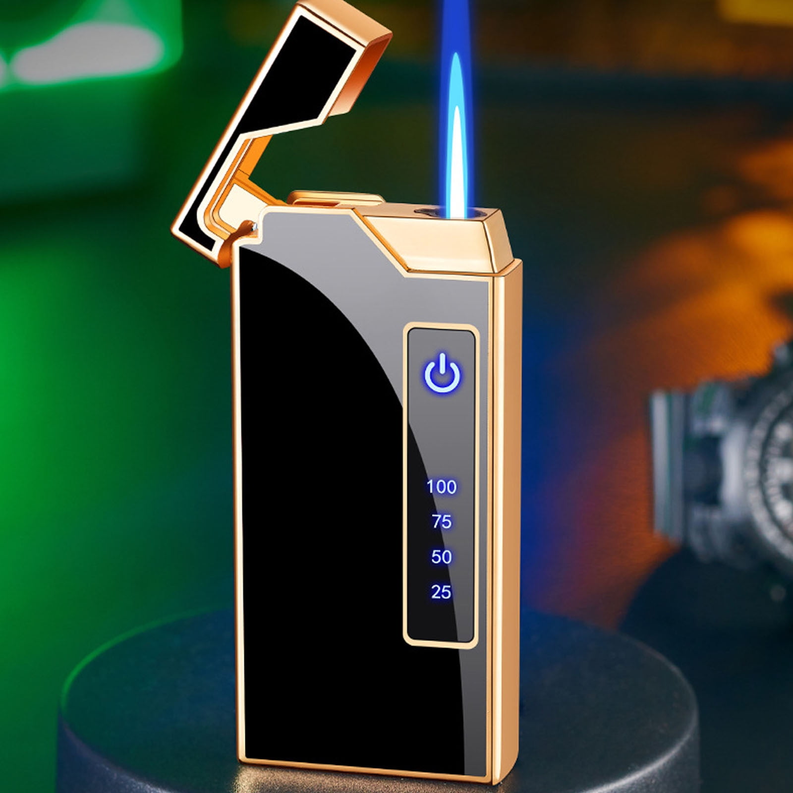 Snmubt Steel Tone Lang Sound Lighter Inflatable Open Flame Metal Wheel ...