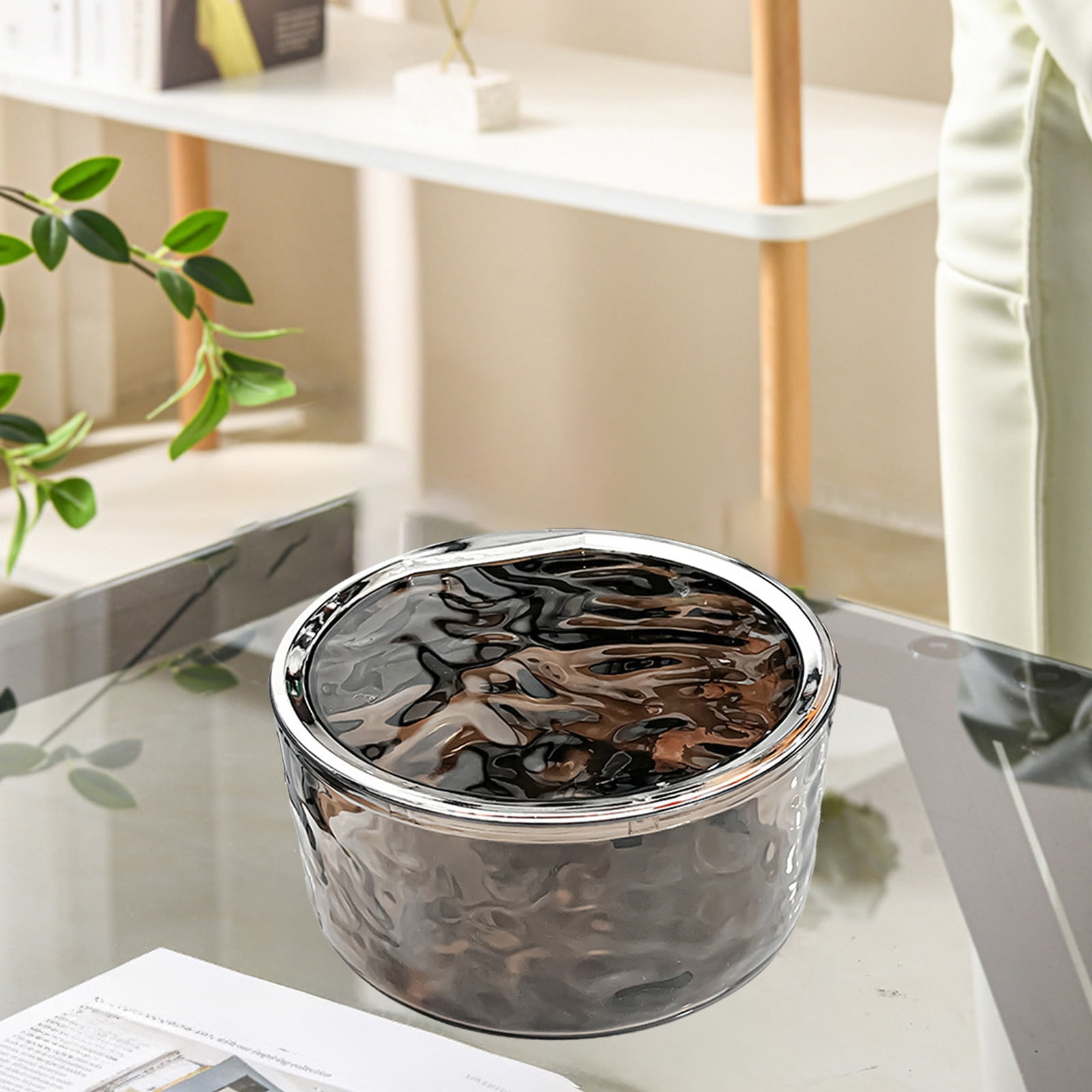 Snmubt Transparent Lid Tabletop Mini Trash Can Compact Garbage Storage ...