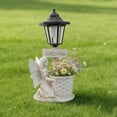 Snmubt White Solar Garden Statue, Resin Angel with Planter and LED ...