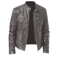 Men's Cafe Racer Leather Jacket Lambskin Leather Open Bottom Jacket ...