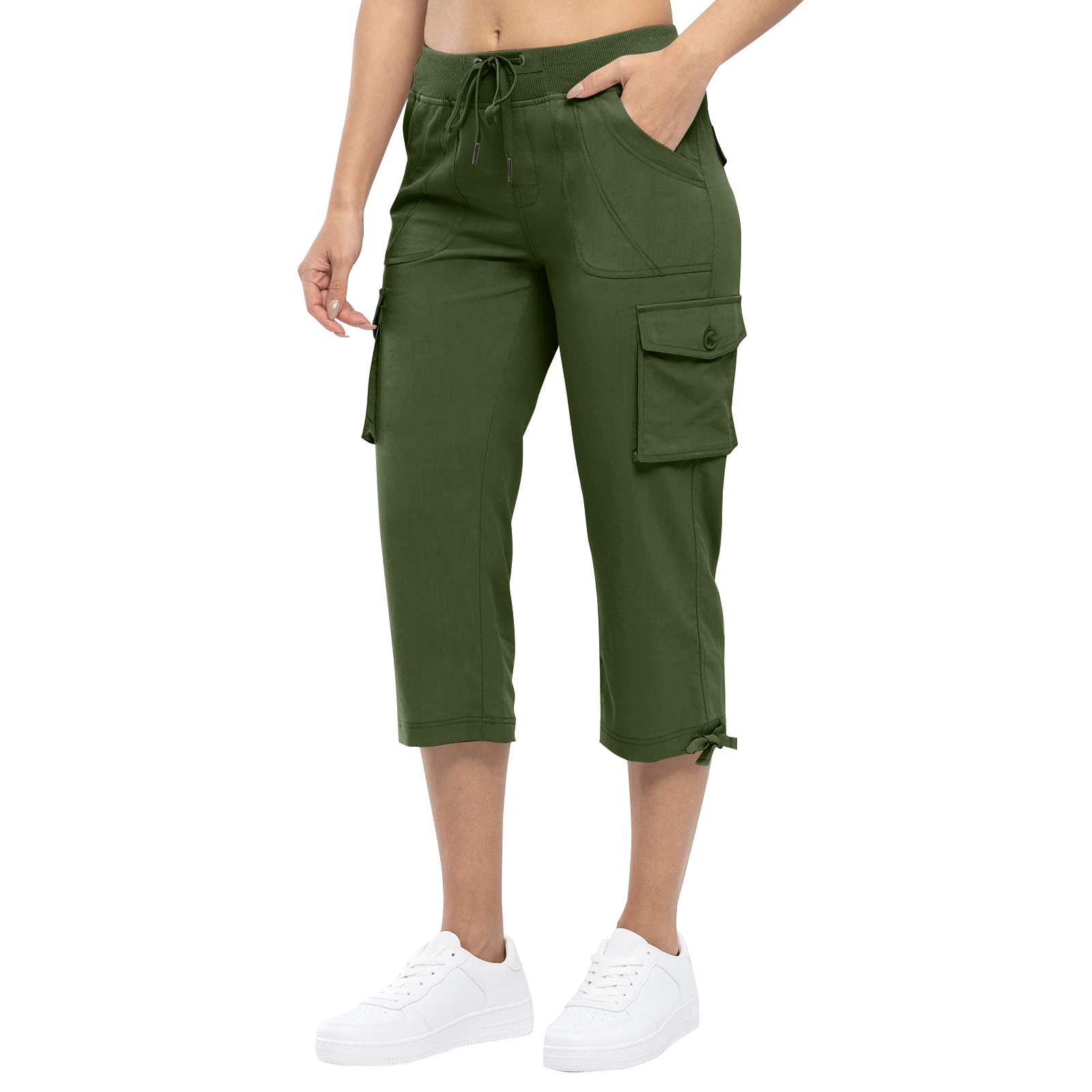 SnnmBlm Cargo Capris for Women Summer Drawstring Capris Pants with ...