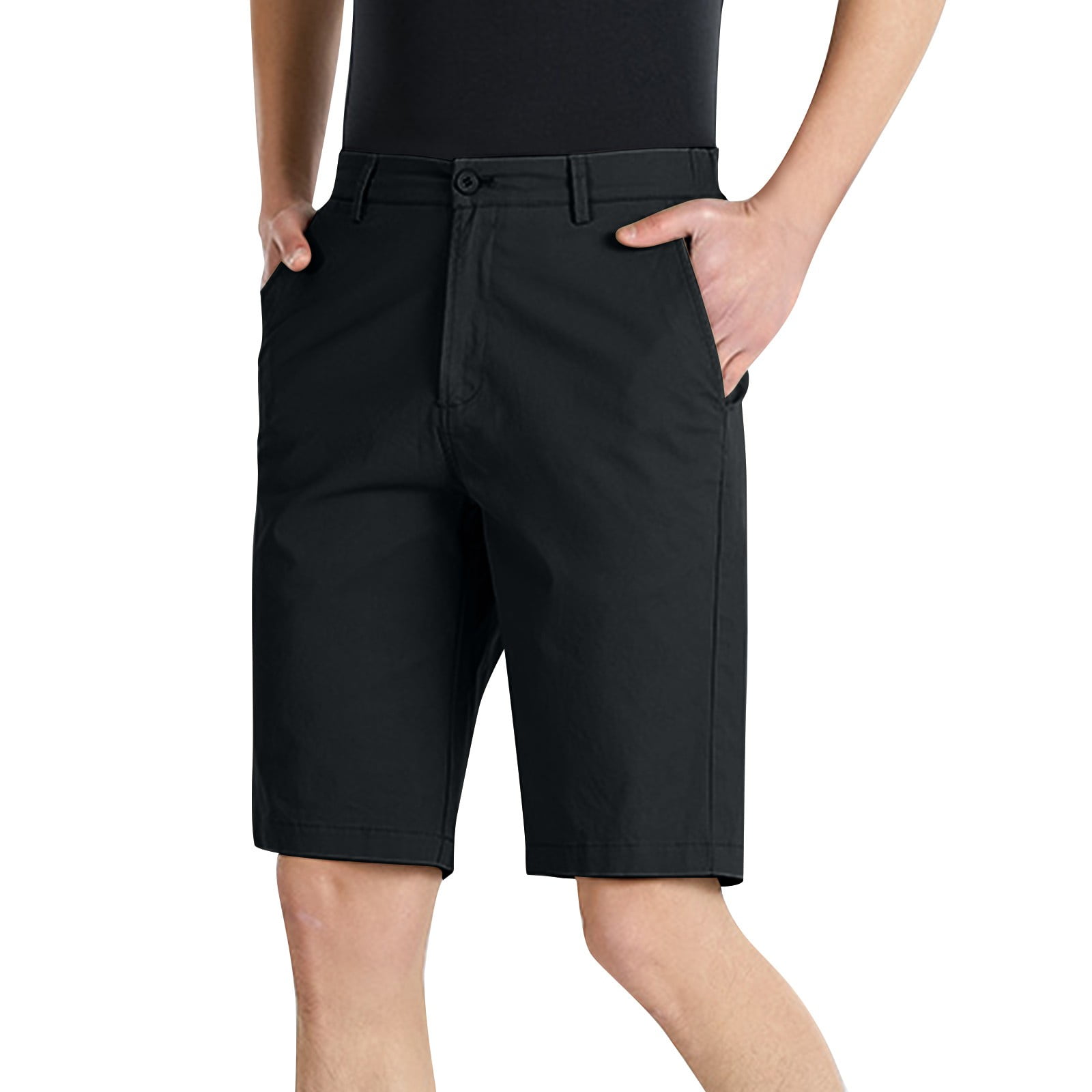 SnnmBlm Men's 11" Traditional Fit Comfort First Stretch Shorts Black ...