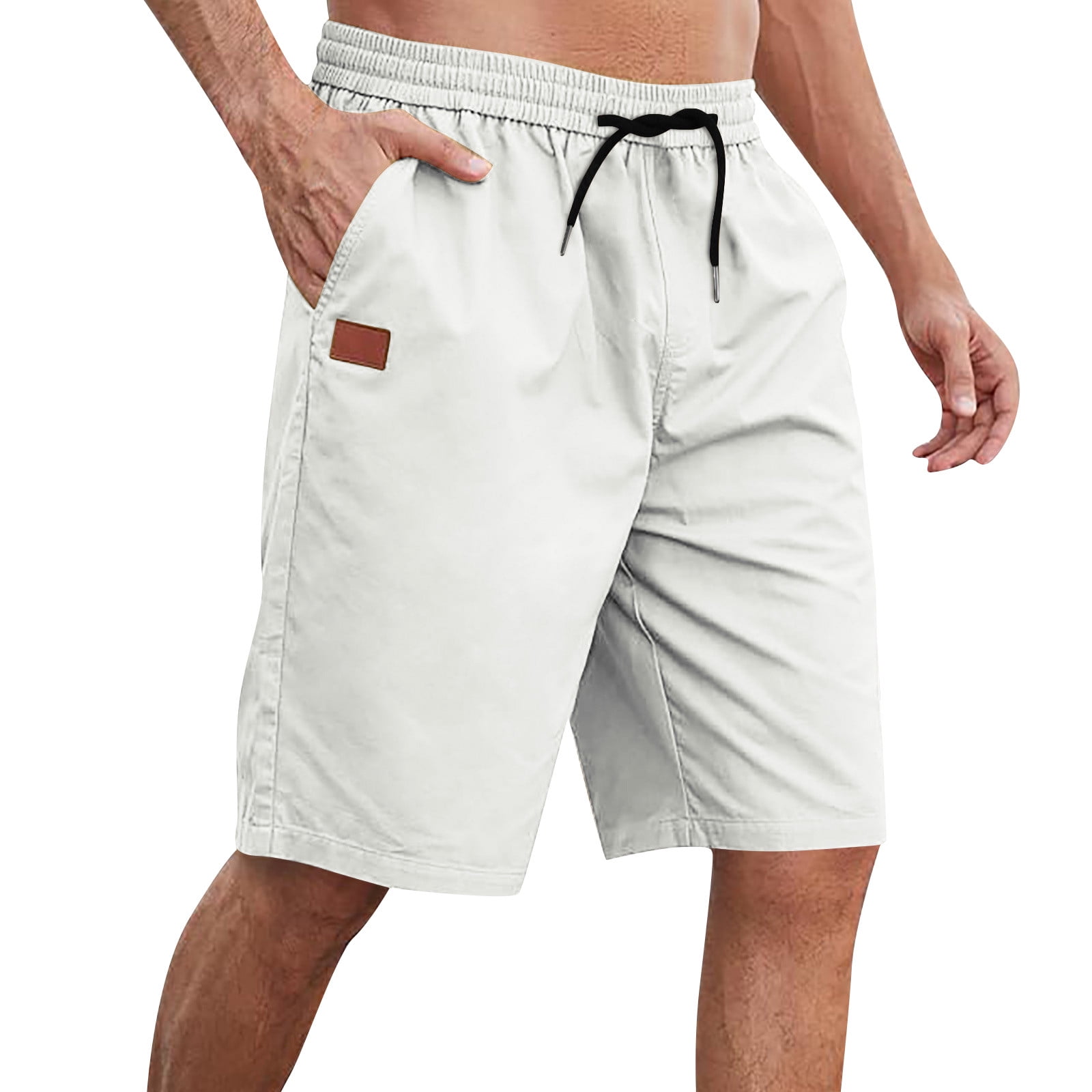 SnnmBlm Men's Casual 7 Inch Shorts Twill Drawstring Summer Beach ...