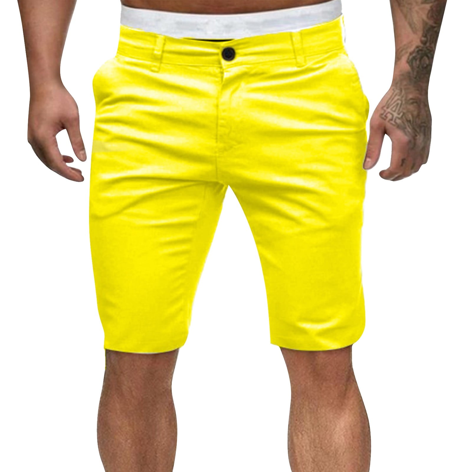 SnnmBlm Men's Modern Stretch Denim Shorts Knee Length Slim Fit Jean ...