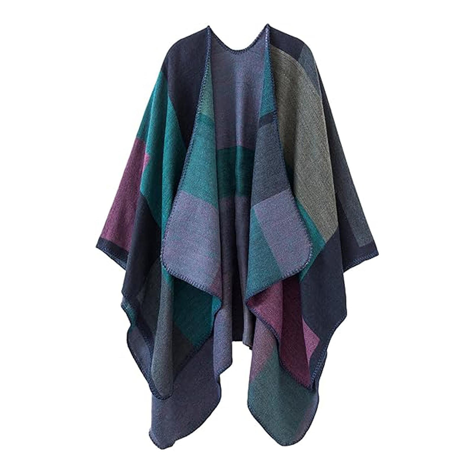 SnnmBlm Women's Shawl Wraps Open Front Poncho Cape Oversized Sweaters ...
