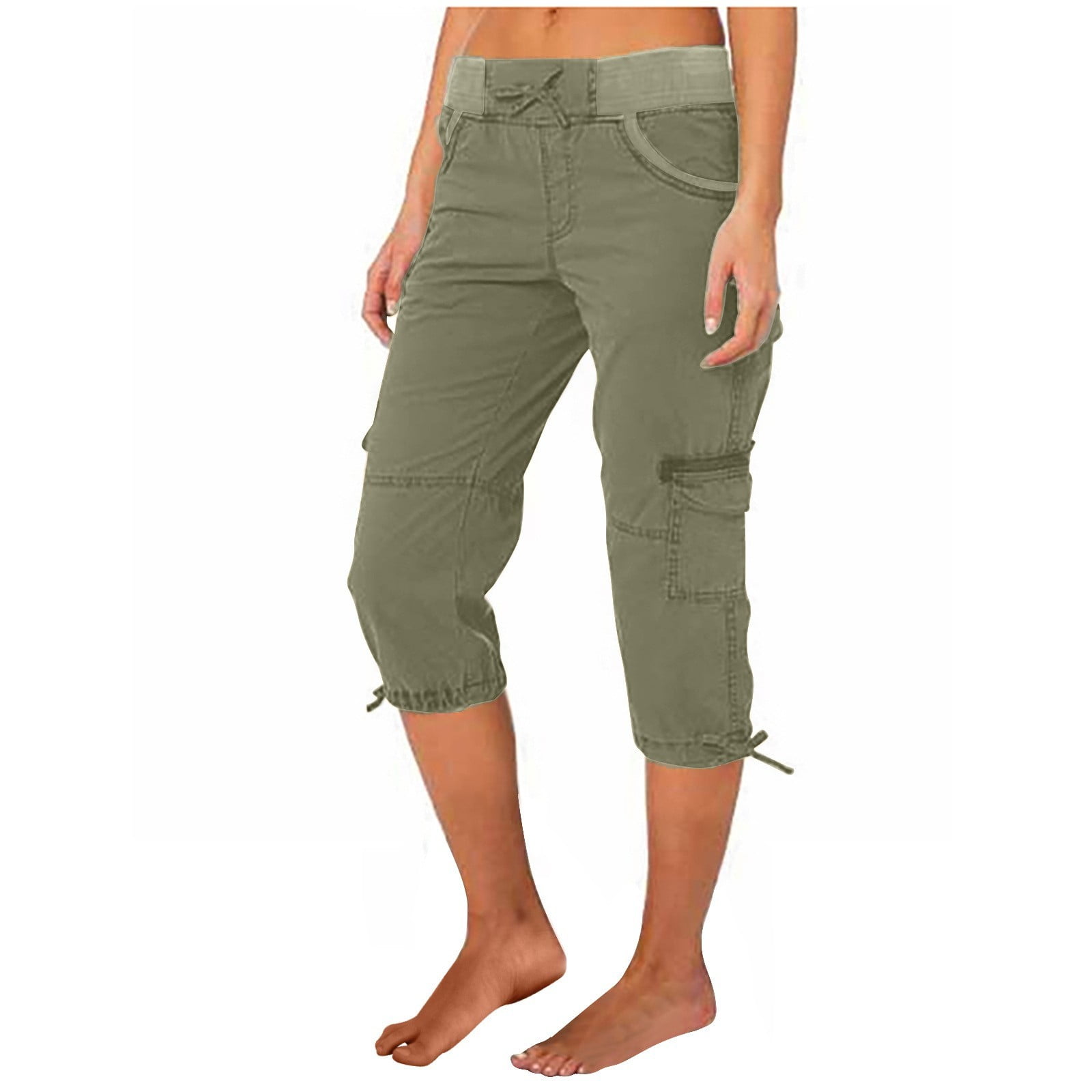 SnnmBlm Women's Cargo Capris Relaxed Fit Low Waist Cargo Pant Summer ...
