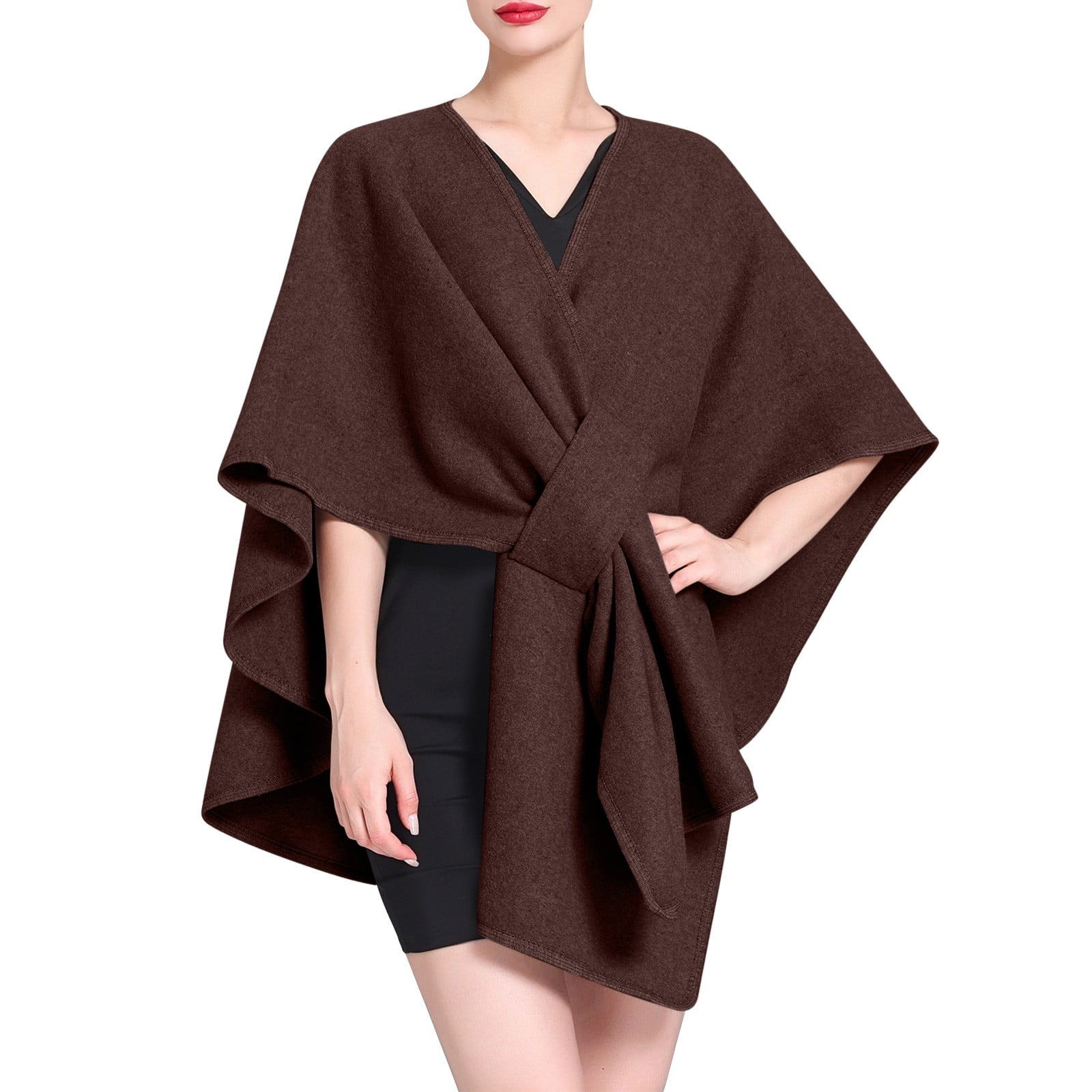 SnnmBlm Women's Elegant Shawl Wraps Soft Open Front Poncho Sweater for ...