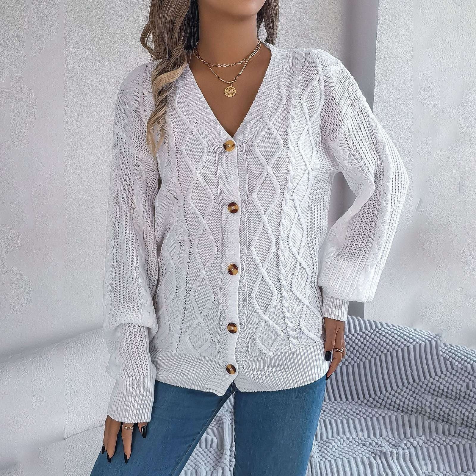 SnnmBlm Women's Long Sleeve Cable Knit Cardigan Sweaters 2024 Oversized ...