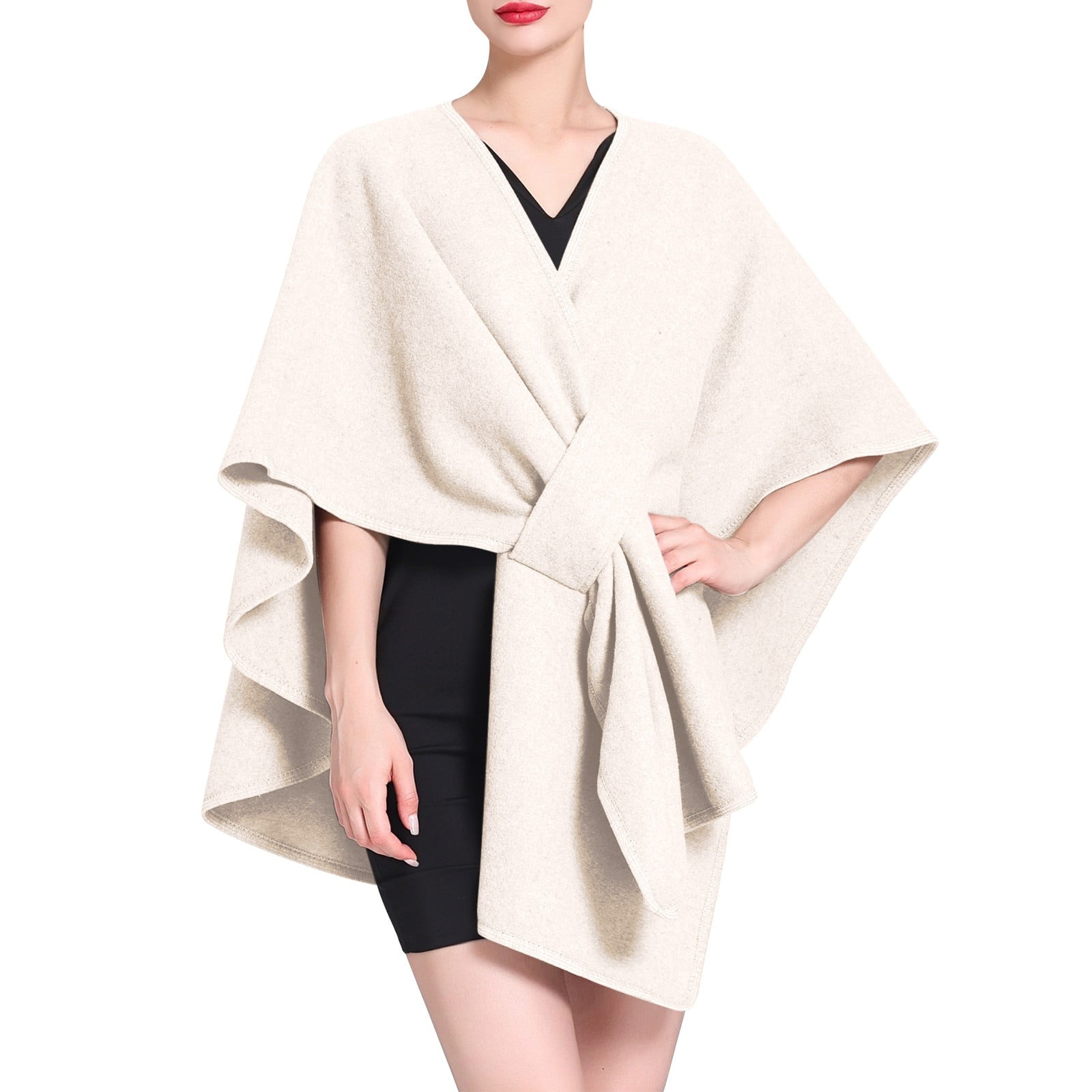 SnnmBlm Women's Open Front Cardigan Shawls Elegant Solid Color Poncho ...