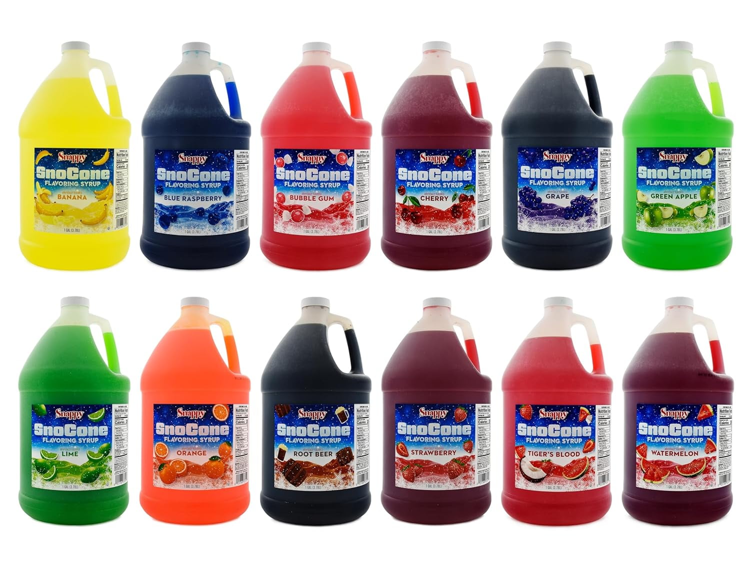 Sno Cone Syrup Mix & Match 4 Pack, 1 Gallon (128 ounces) Sizes, Ready ...
