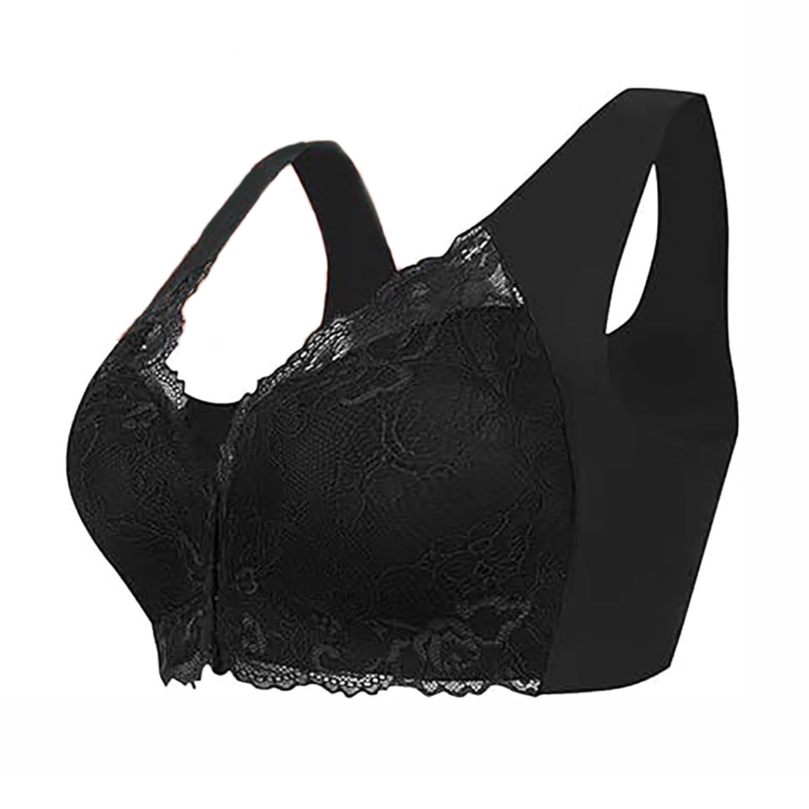 Zkccnuk Plus Size Bras For Women Front Closure Wire Free Underwear Push Up Lace Bra Comfort Soft