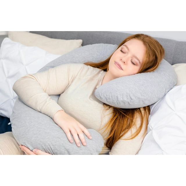 Snoogle Mini Chic Jersey Compact Side Sleeper Pregnancy Pillow ...