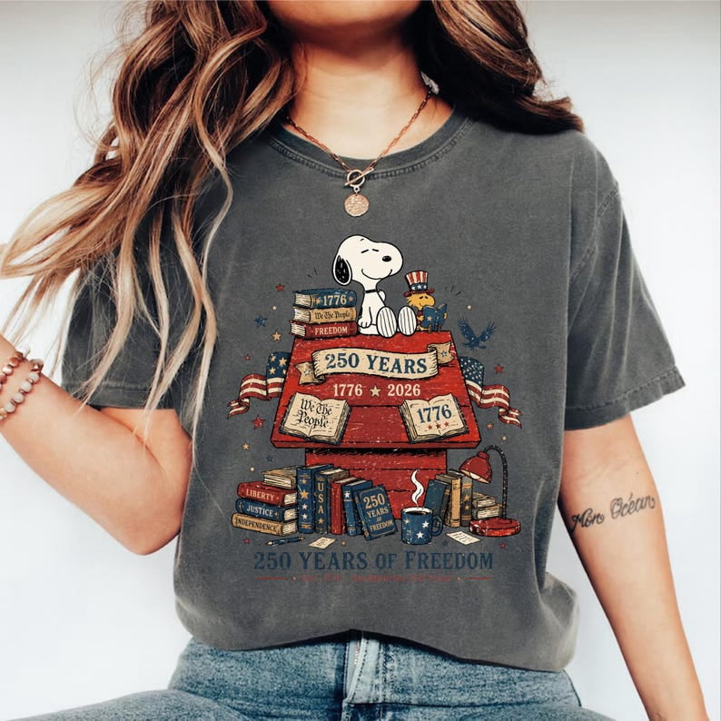 Snoopy 250 Years of Freedom Shirt, Vintage Patriotic 1776-2026 Tee ...