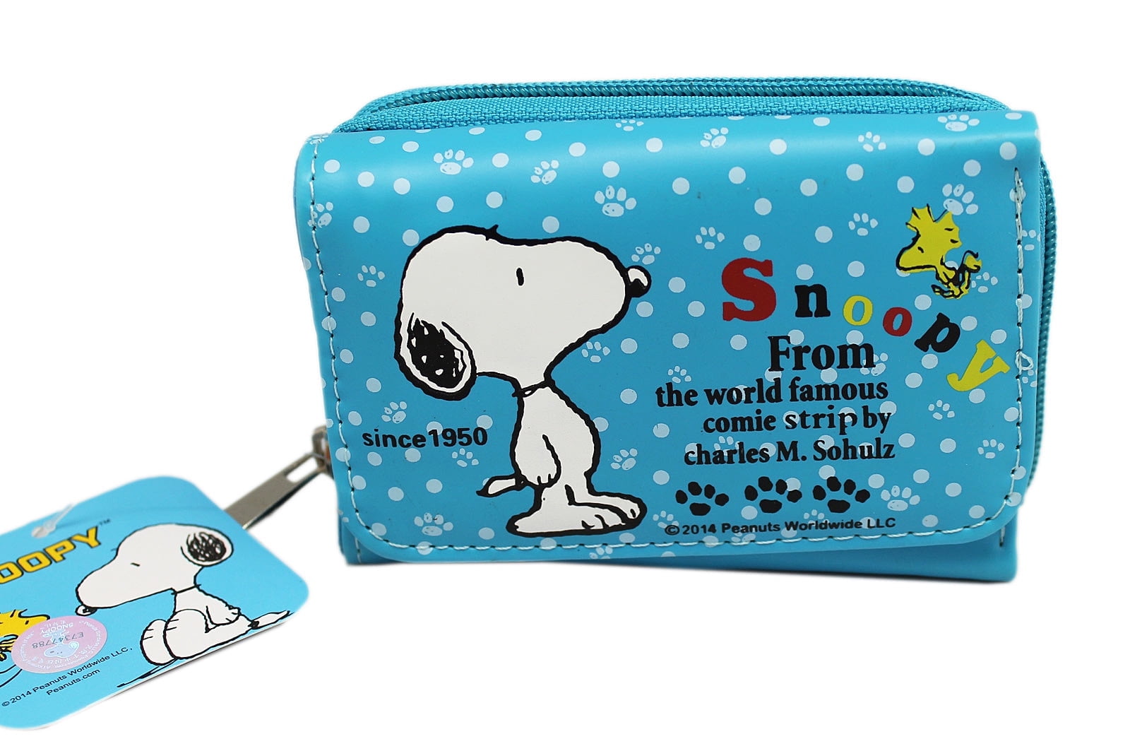 Snoopy Blue Colored Soft Touch Faux Leather Tri-Fold Wallet - Walmart.com