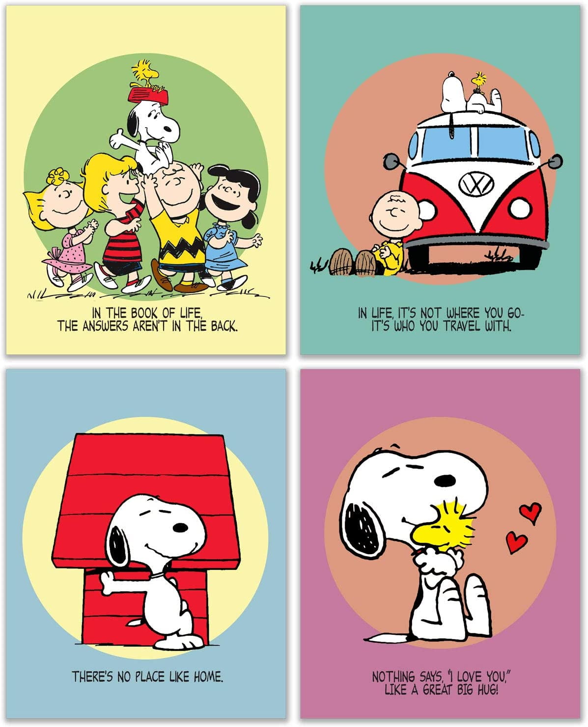 Snoopy Canvas Wall Art Poster Prints - Set of 4 (8 inches x 10 inches ...