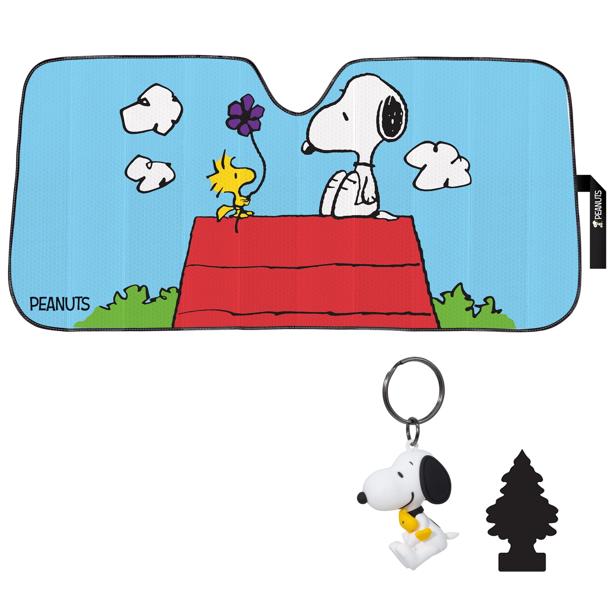 Snoopy Car Windshield Sunshade + Snoopy Keychain + Little Trees Black ...