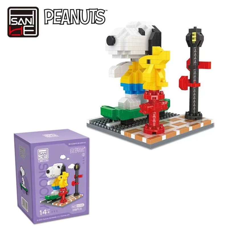 Snoopy Cartoon Building Blocks Street View Mini Character Scene Model ...