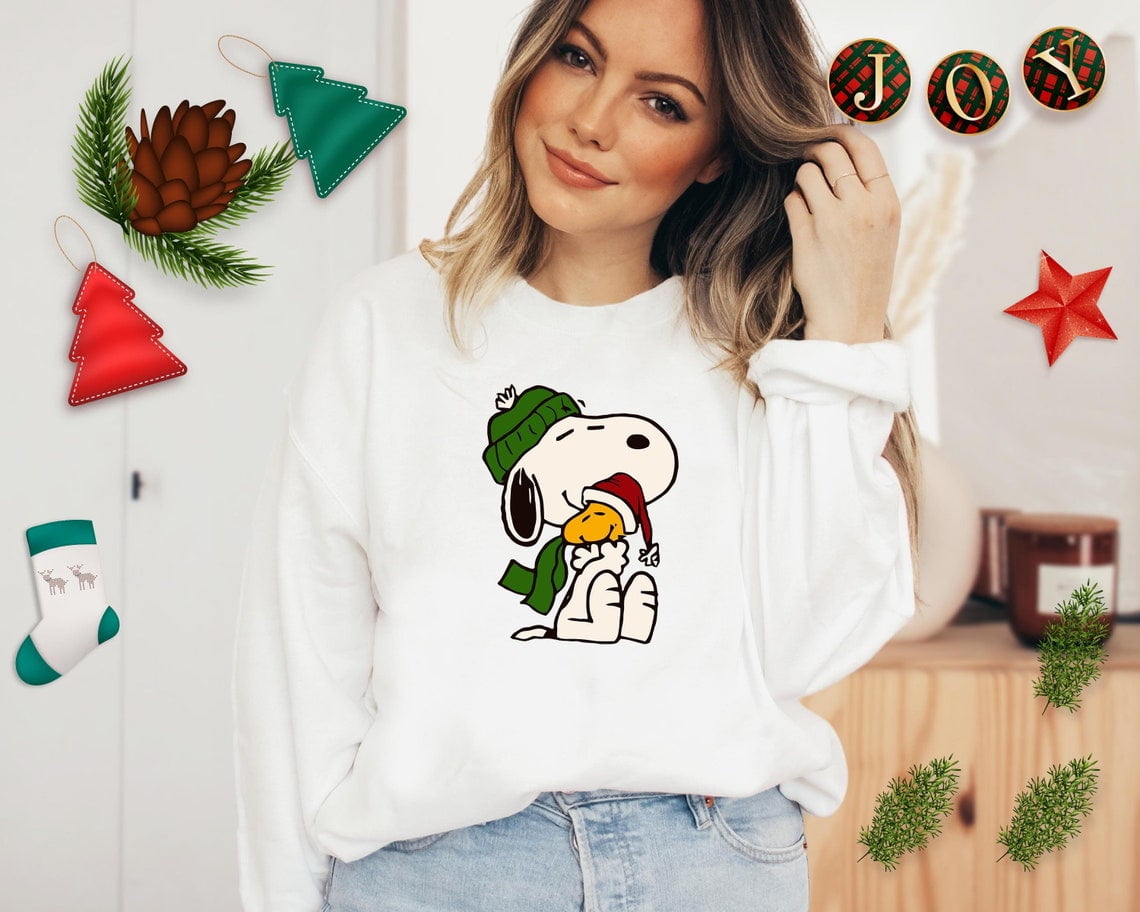 Snoopy Christmas Sweatshirt, Snoopy Dog Sweater, Snoopy Christmas Santa ...
