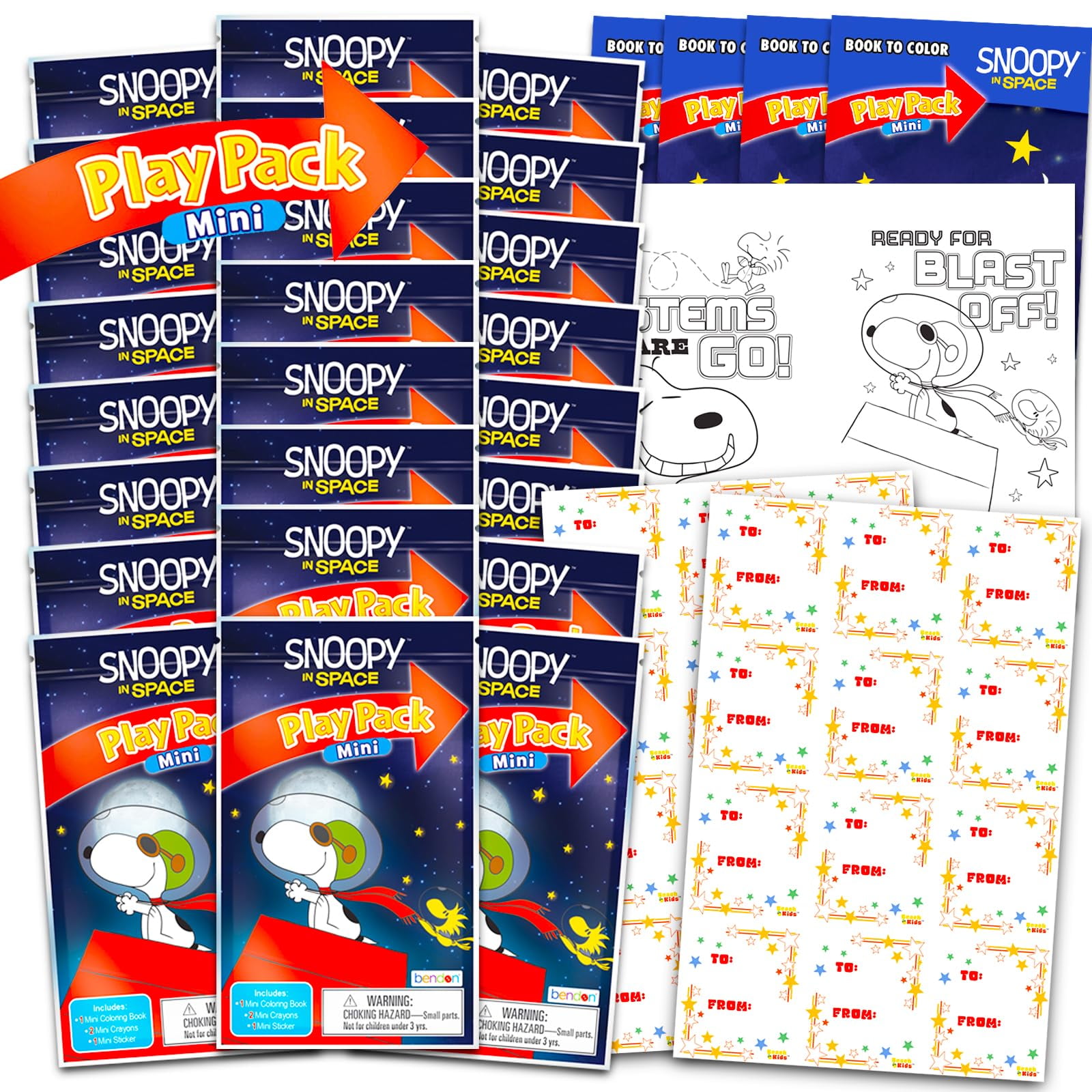 Snoopy Classroom Prizes Party Favors - Bundle of 24 Snoopy Activity ...