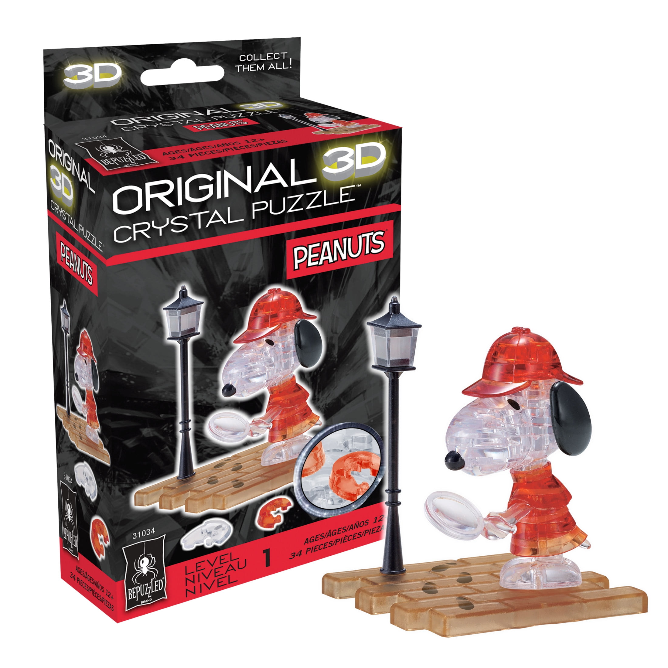 Snoopy Detective Original 3D Crystal Puzzle from BePuzzled, Ages 12 and ...