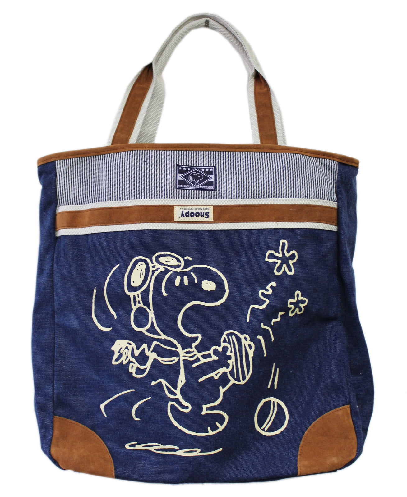 Snoopy Flying Ace Toe Stub Graphic Large Faux Denim Tote Bag - Walmart.com