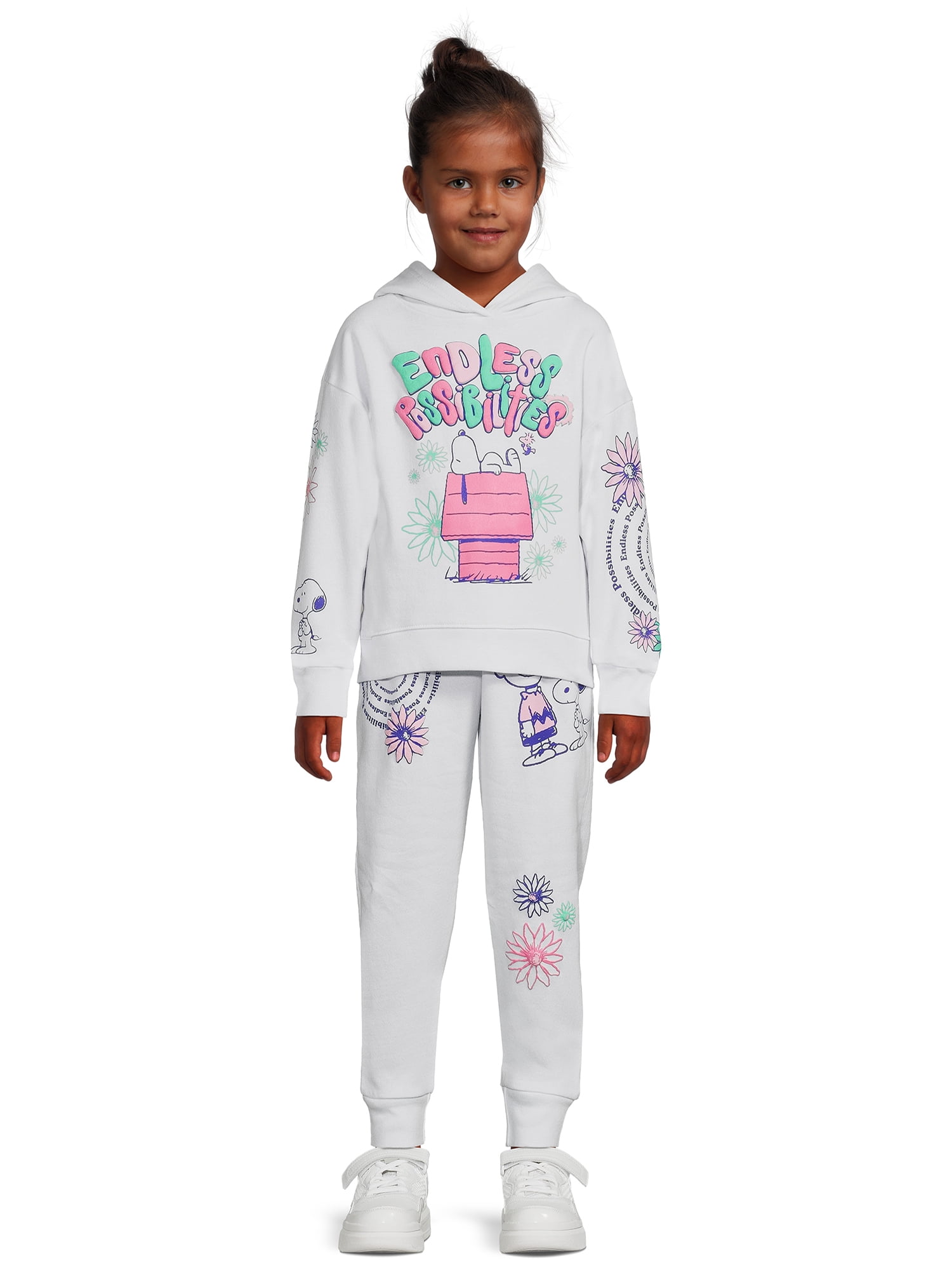Snoopy Girls Graphic Hoodie and Jogger Outfit Set, 2-Piece, Sizes 4-16 ...