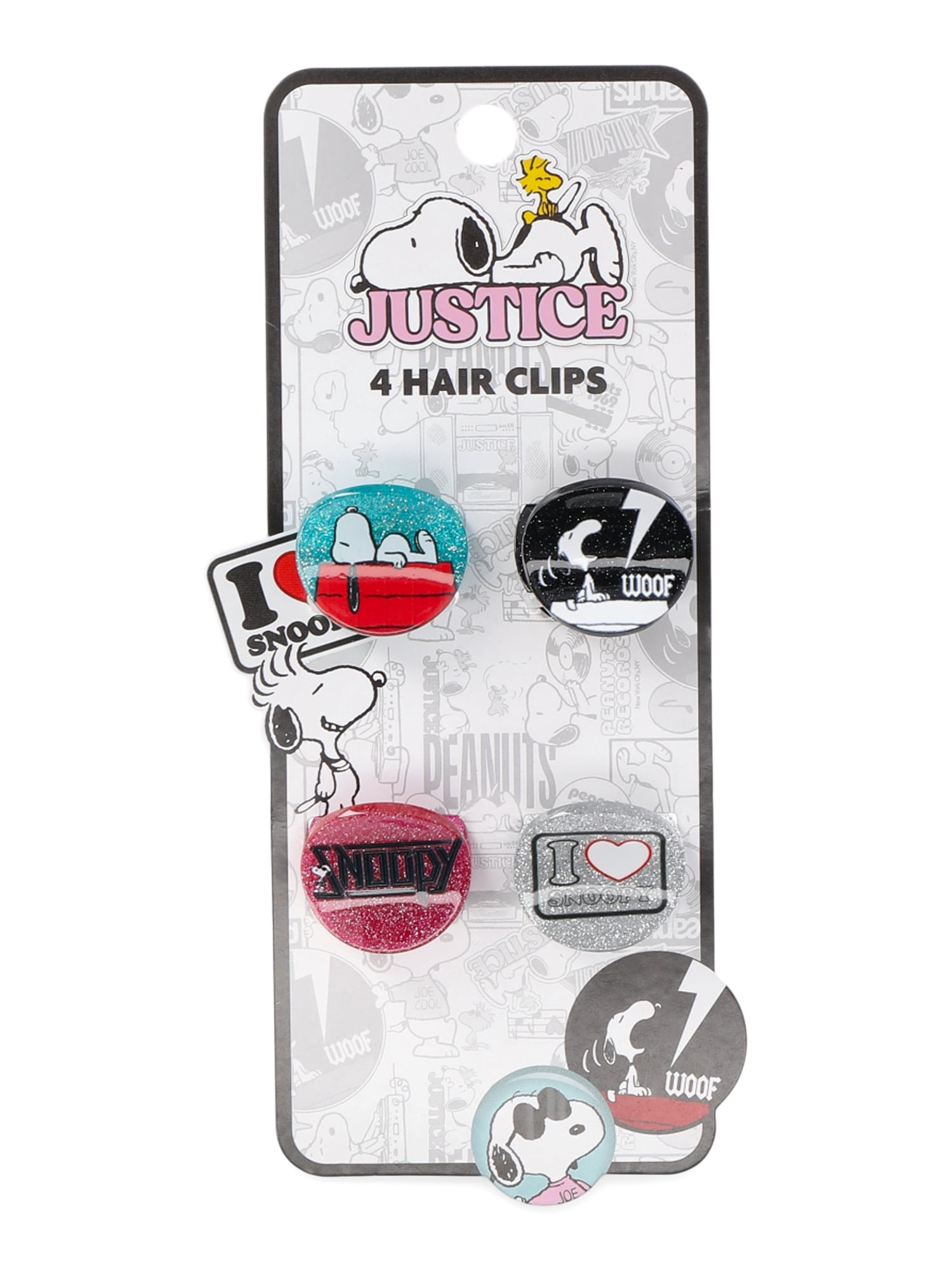 Justice Peanuts Snoopy Girls Mini Claw Clip Set, 4-Piece, Multi-Color ...