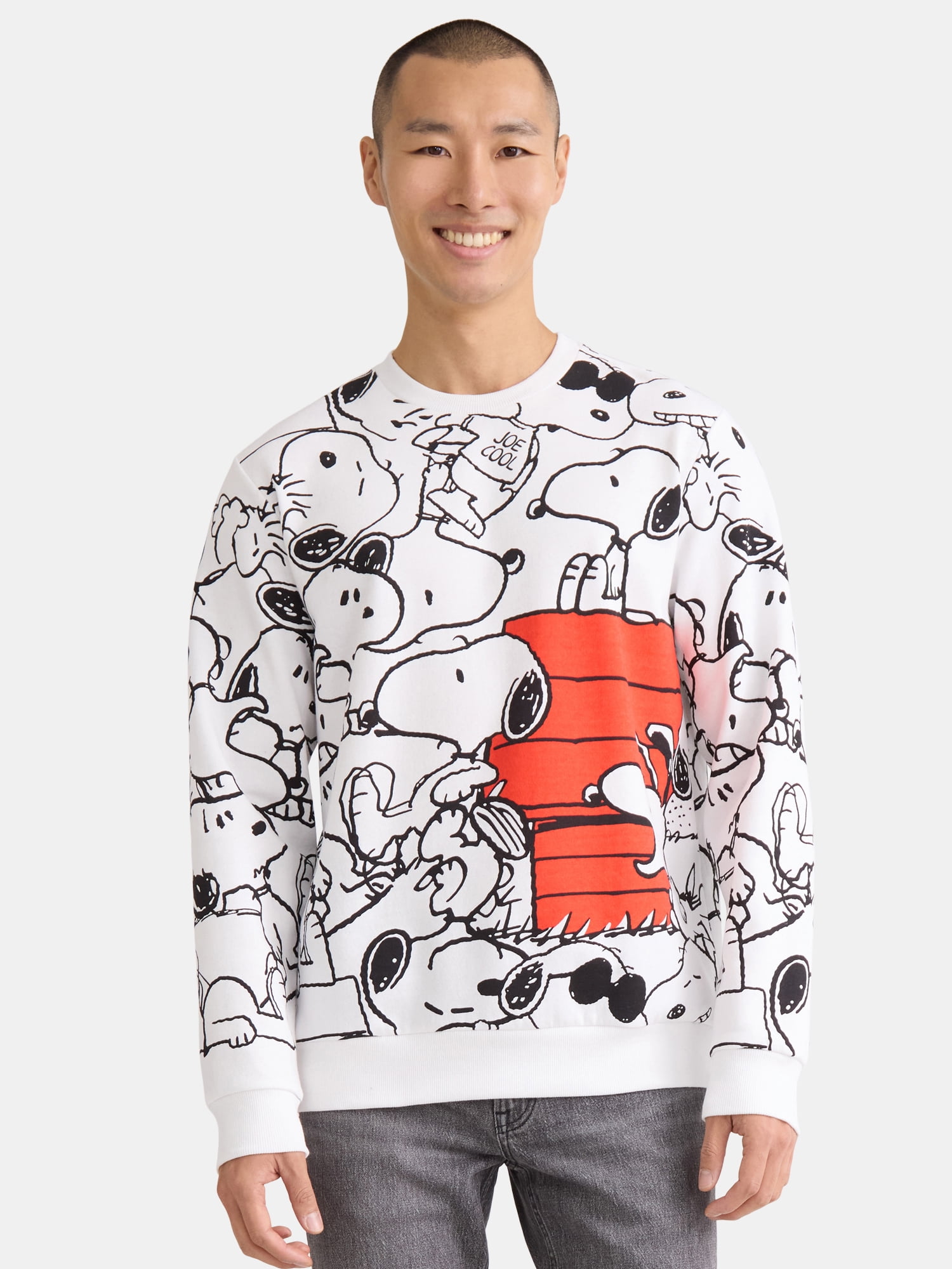 Peanuts Snoopy Men's & Big Men's Graphic Crew Neck Sweatshirt, Long ...