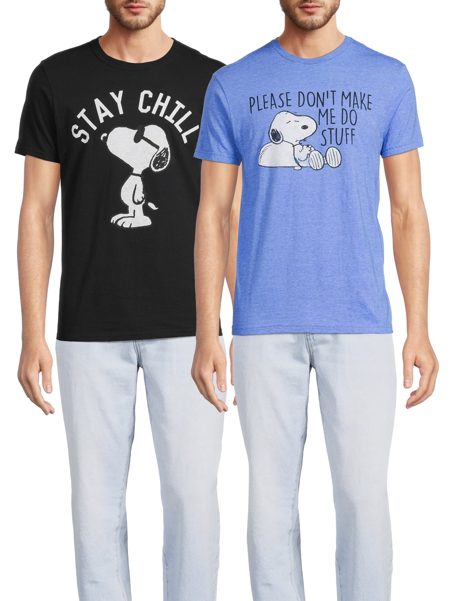 Snoopy Men's Graphic T-Shirts with Short Sleeves, 2-Pack, Sizes S-3XL ...