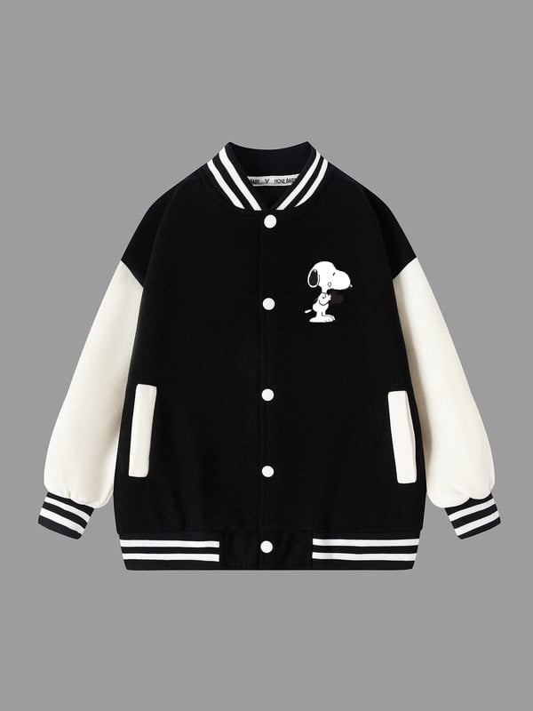Snoopy Men's Varsity Jacket Baseball Bomber Jacket Slim Fit Button Down ...