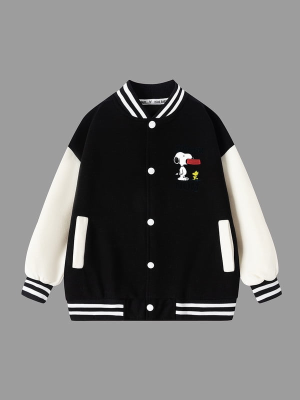 Snoopy Men's Varsity Jacket Baseball Bomber Jacket Slim Fit Button Down ...