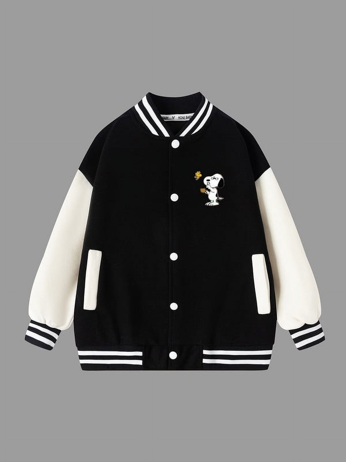 Snoopy Men's Varsity Jacket Baseball Bomber Jacket Slim Fit Button Down ...