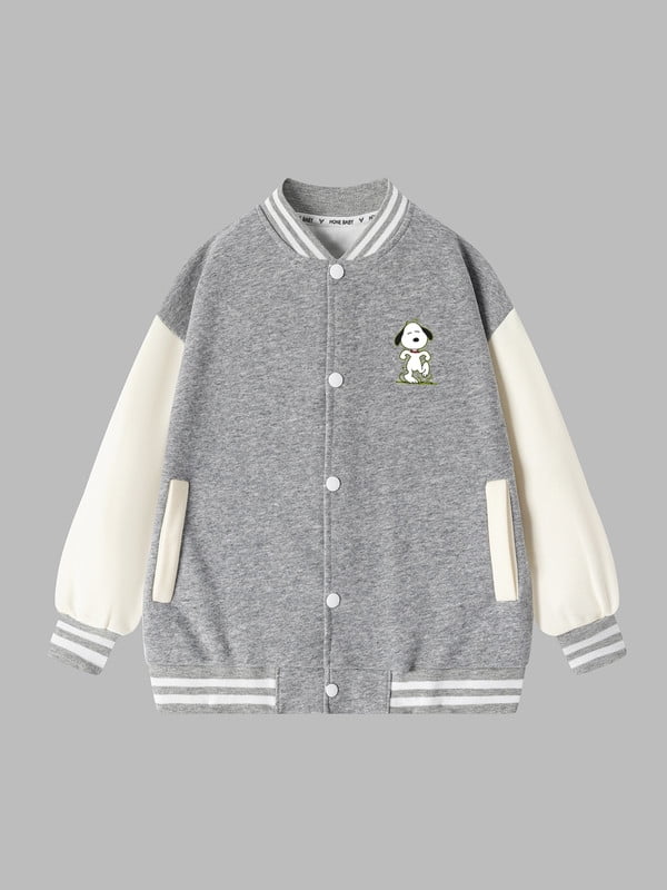 Snoopy Men's Varsity Jacket Baseball Bomber Jacket Slim Fit Button Down ...