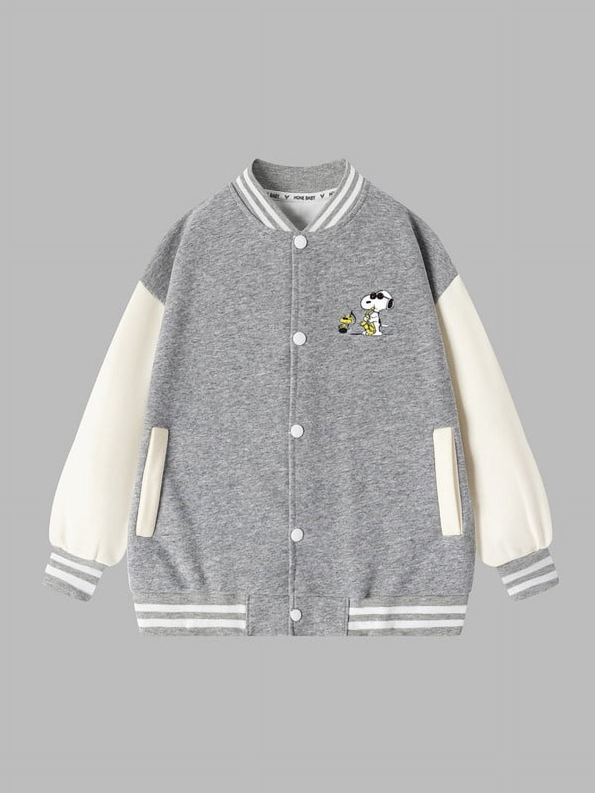 Snoopy Men's Varsity Jacket Baseball Bomber Jacket Slim Fit Button Down ...