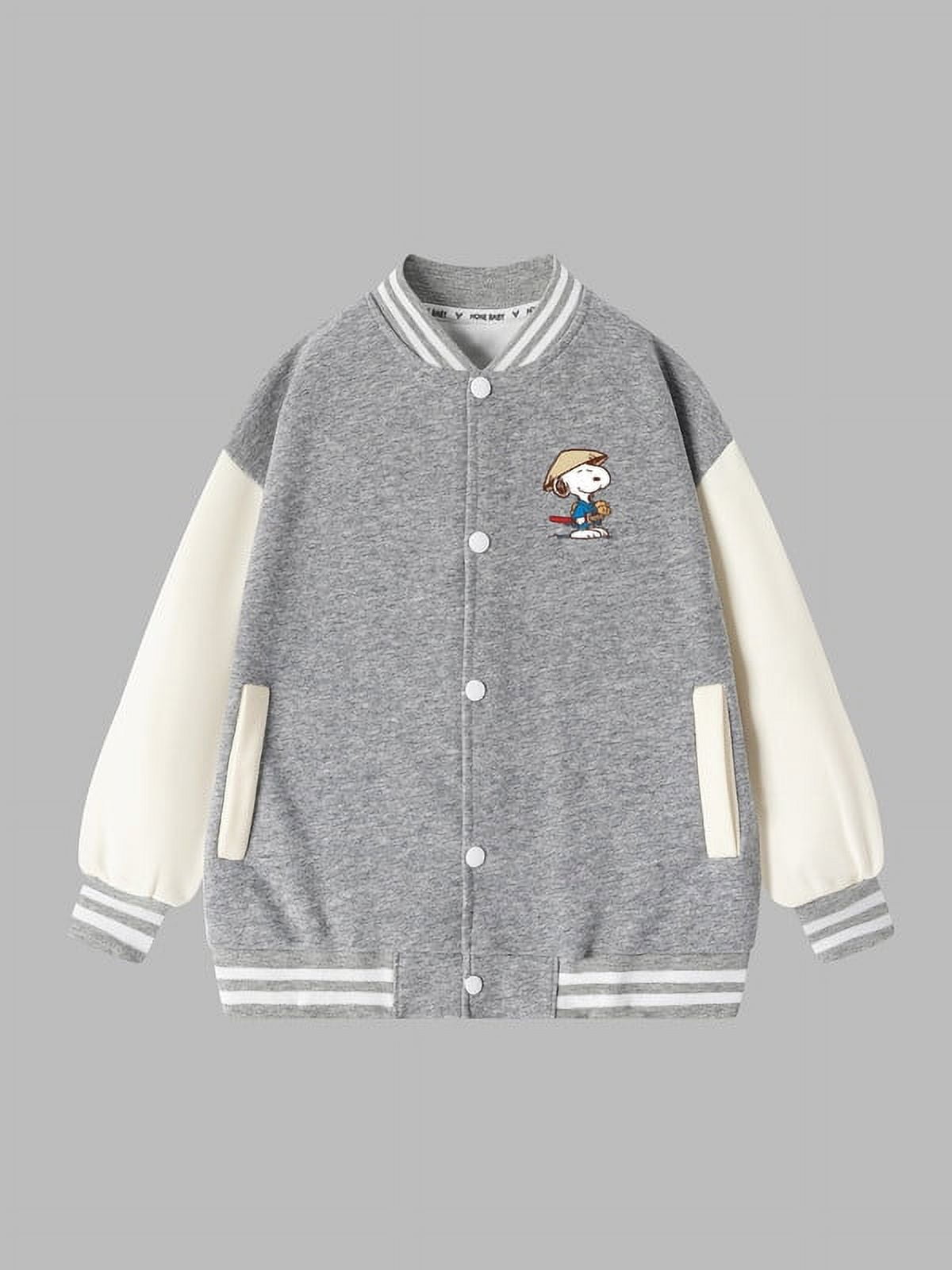 Snoopy Men's Varsity Jacket Baseball Bomber Jacket Slim Fit Button Down ...