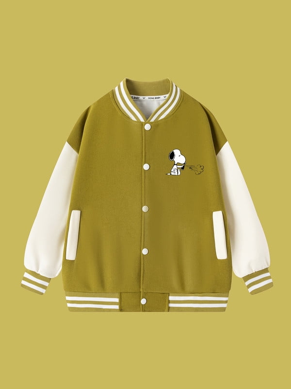 Snoopy Men's Varsity Jacket Baseball Bomber Jacket Slim Fit Button Down ...
