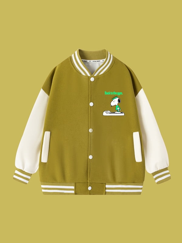 Snoopy Men's Varsity Jacket Baseball Bomber Jacket Slim Fit Button Down ...