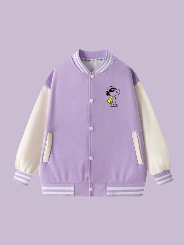 Snoopy Men's Varsity Jacket Baseball Bomber Jacket Slim Fit Button Down ...