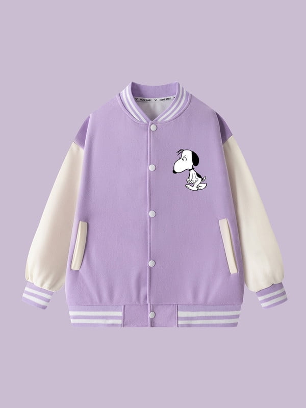 Snoopy Men's Varsity Jacket Baseball Bomber Jacket Slim Fit Button Down ...