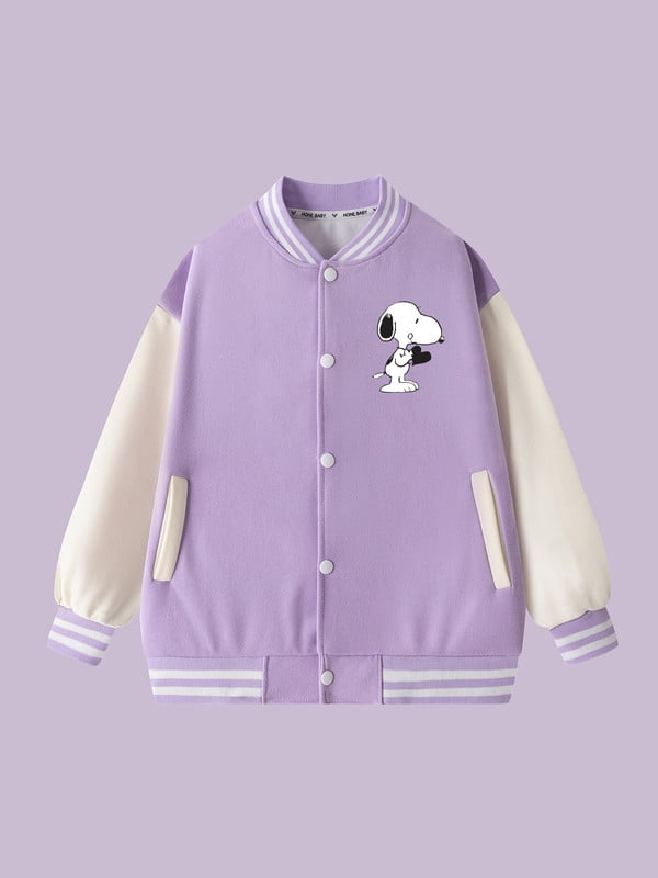 Snoopy Men's Varsity Jacket Baseball Bomber Jacket Slim Fit Button Down ...