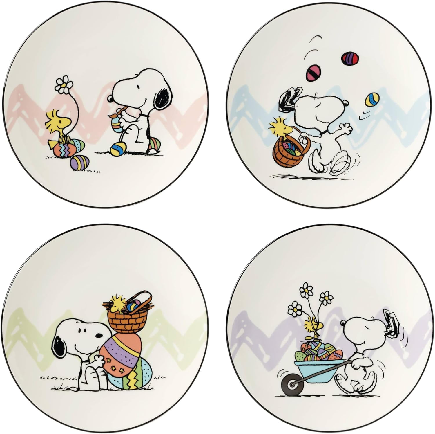 Snoopy Peanuts 4-Piece Easter Accent Plates Set, 4 Count, Multi ...