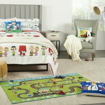 Snoopy Peanuts Race Track Cars Machine Washable Kids Area Rug - 3'3" x ...