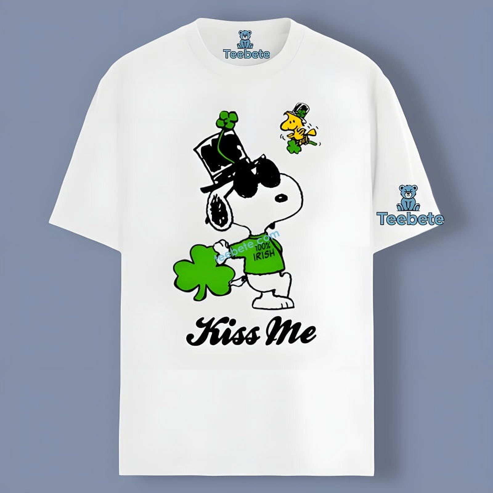 Snoopy Peanuts St Patricks Day Shamrock Kiss Me Shirt - Walmart.com