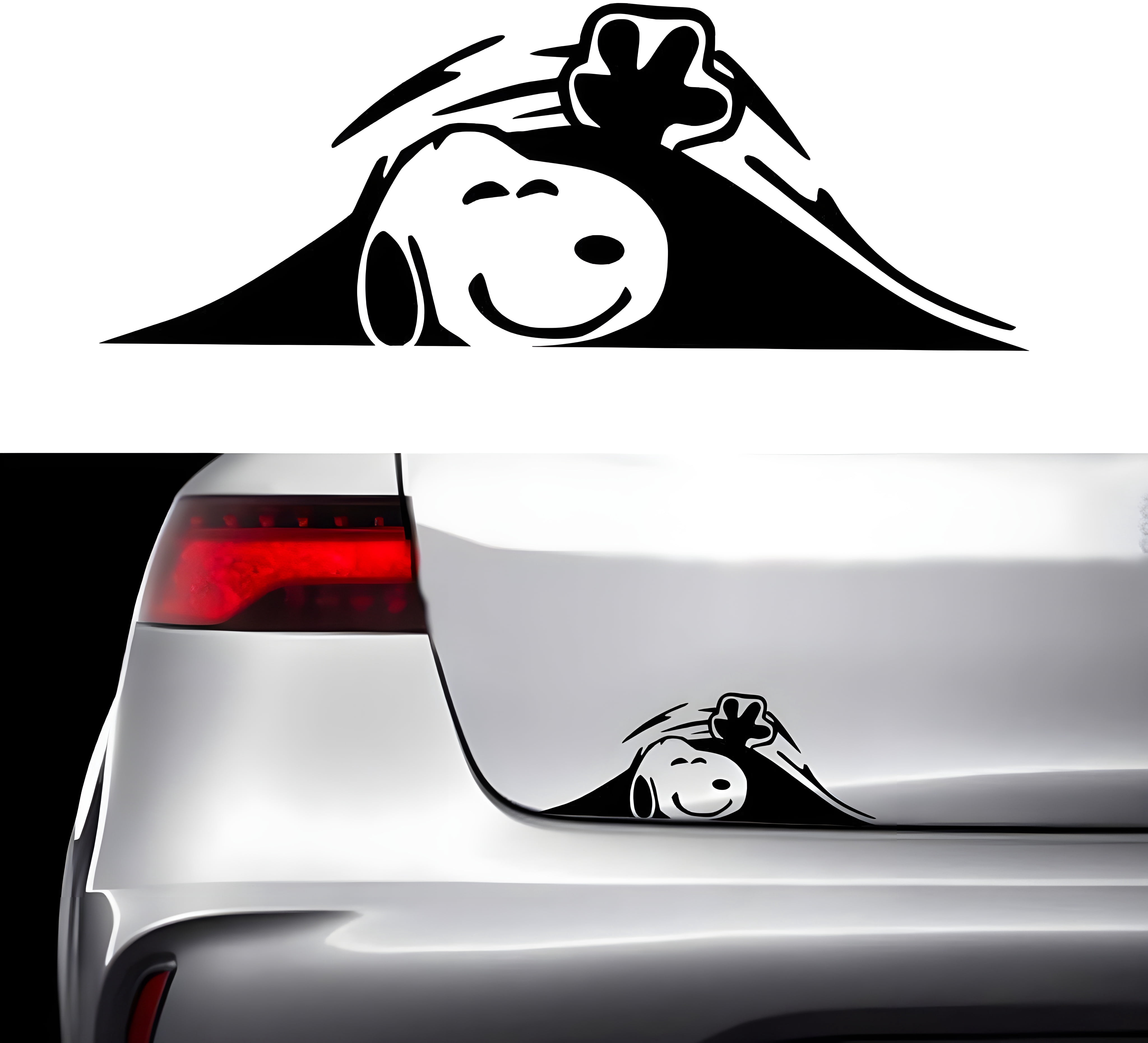 Snoopy Peeking Car Decal, Black Vinyl Sticker, 8 x 3 inches - Walmart.com