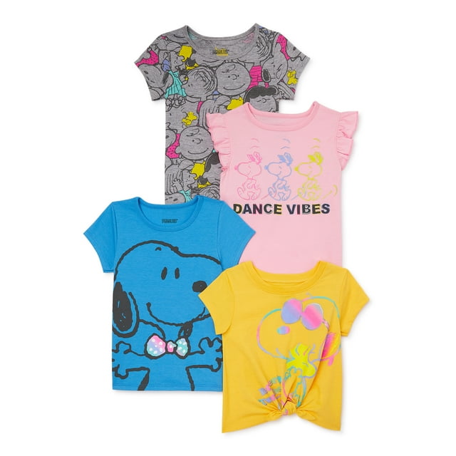 Snoopy Toddler Girl Graphic Print Fashion T-Shirts, 4-Pack, Sizes 2T-5T ...