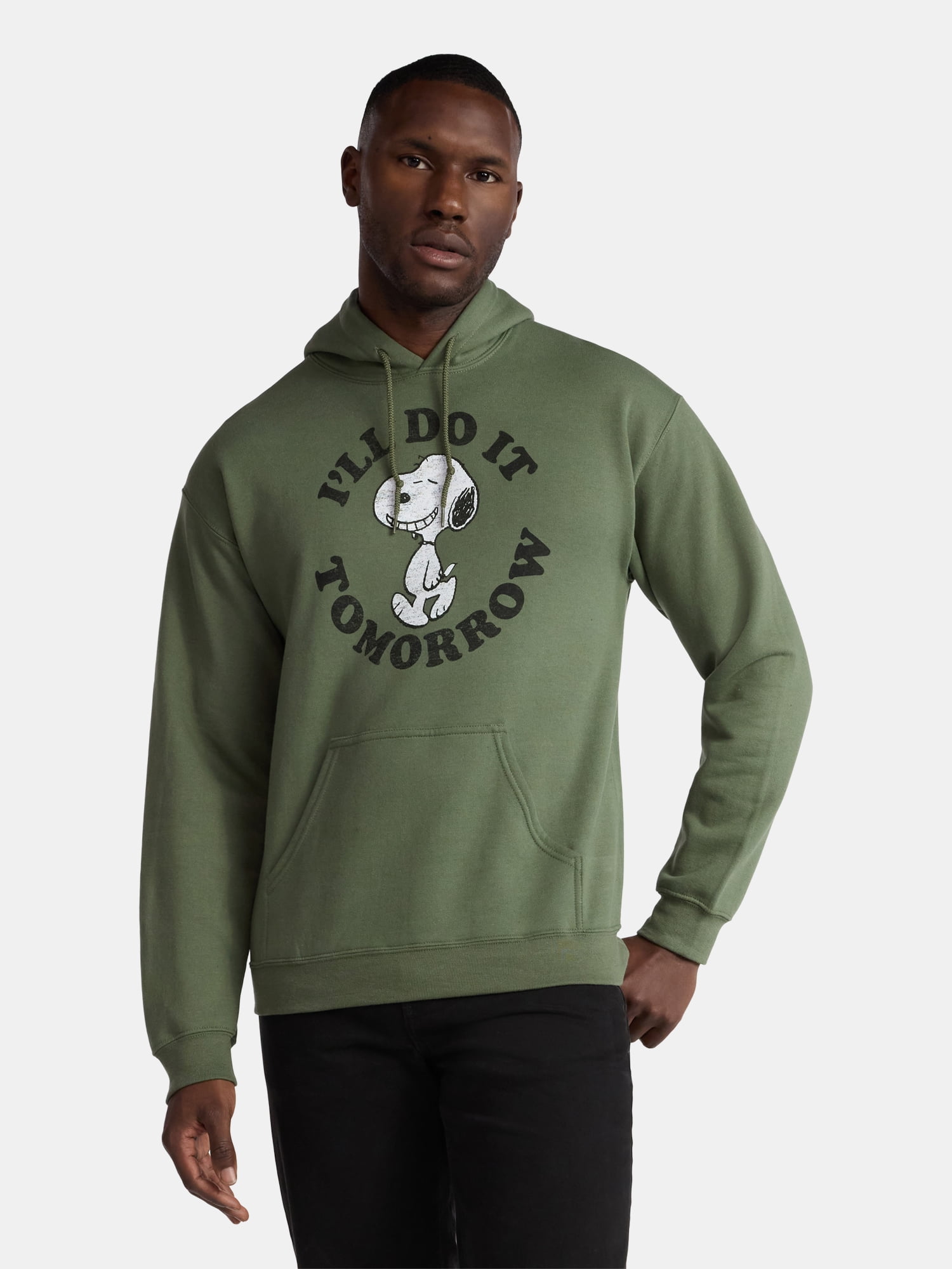 Snoopy Tomorrow Men's & Big Men's Graphic Hooded Sweatshirt with Long ...