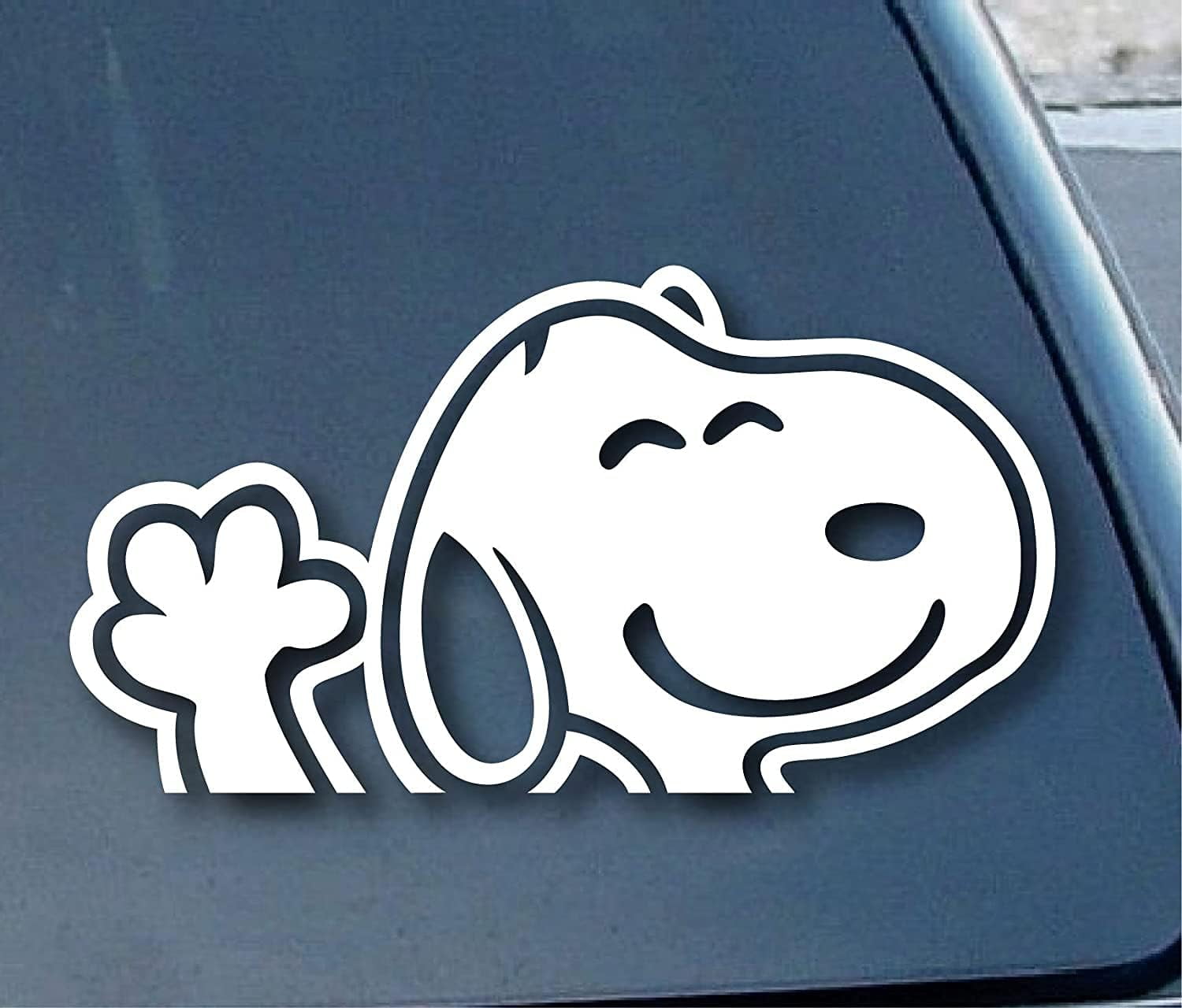 Snoopy Waving Car Decal, 8 Inch Vinyl Sticker, White, for Windows ...