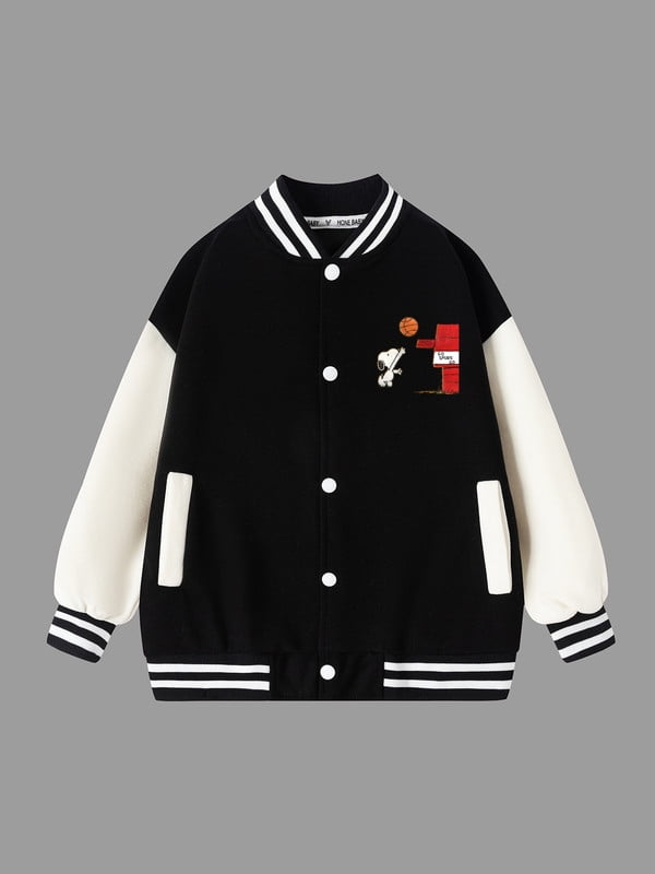Snoopy Women's Men's Varsity Baseball Jacket Casual Letterman Bomber ...