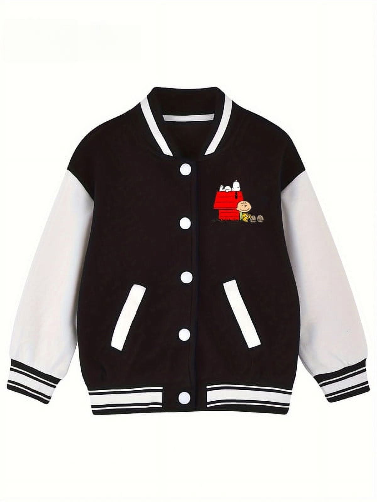 Snoopy Women's Men's Varsity Baseball Jacket Casual Letterman Bomber ...